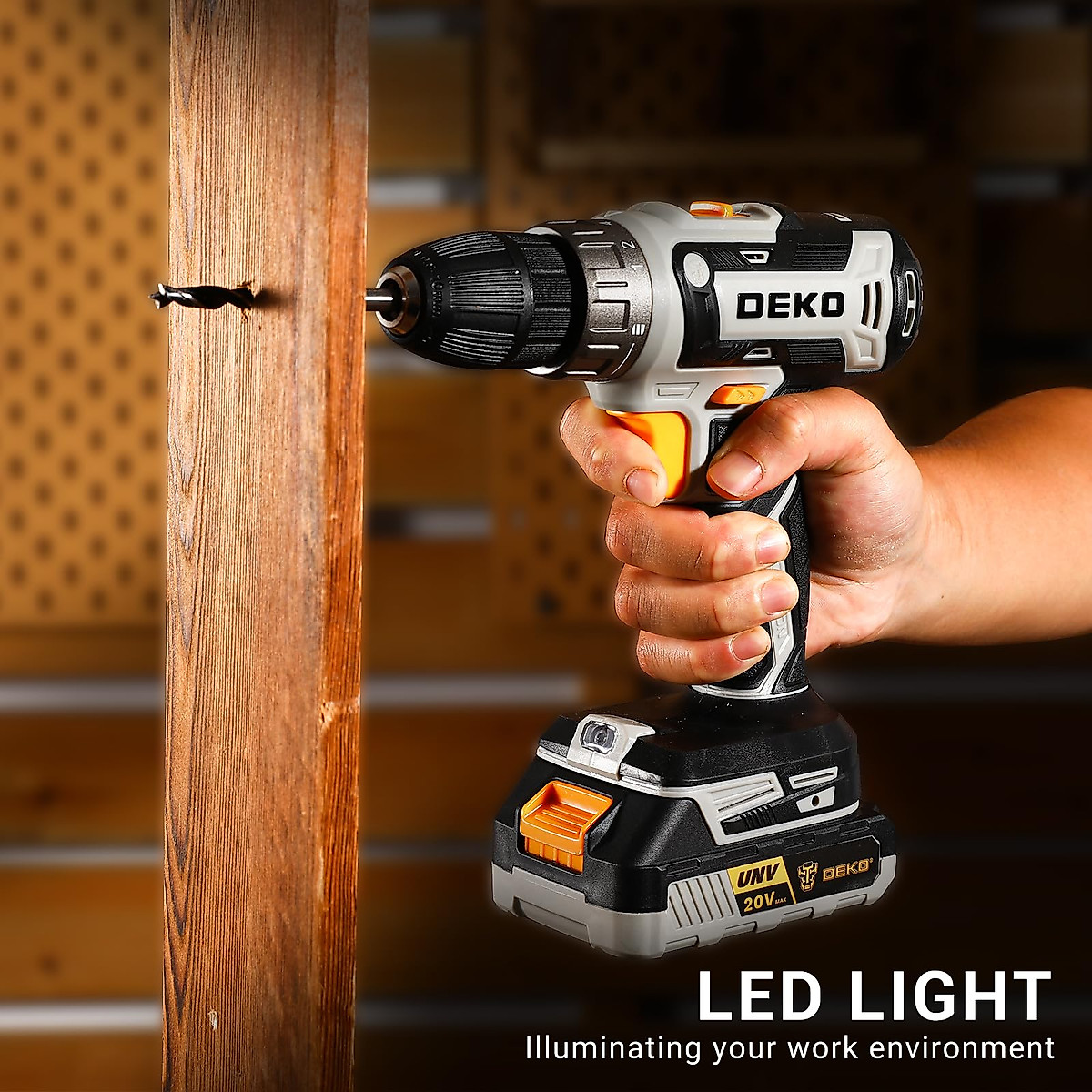 Power Drill Cordless: DEKO PRO Cordless Drill 20V Electric Power Drill Set Tool Drills Cordless Set with Battery and Charger 20 Volt Drill Driver Kit