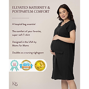 Kindred Bravely Labor and Delivery Gown | 3 In 1 Postpartum Nursing Hospital Gown (Black, S/M/L)