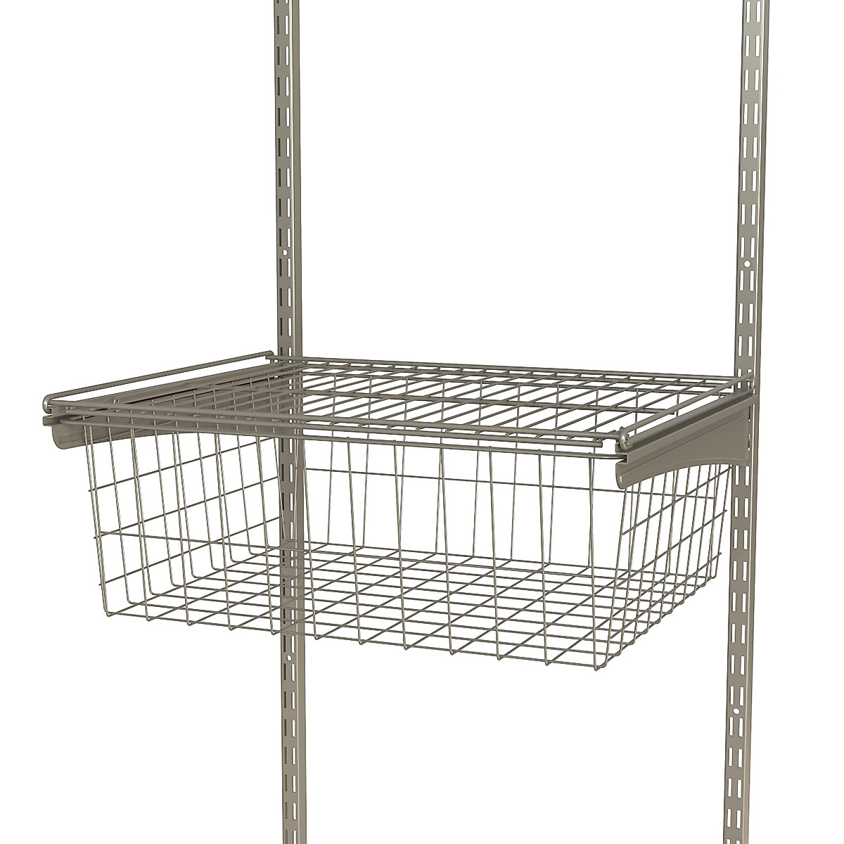 ClosetMaid ShelfTrack Wire Basket Add-On Drawer, Compatible with Drawer Frame Hardware, Nickel Finish