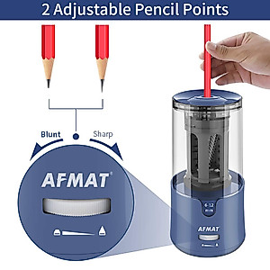 AFMAT Pencil Sharpener, Electric Pencil Sharpener for Colored Pencils, Auto Stop, Fast Sharpen in 3s, Large Hole Pencil Sharpener Plug in for 6-12mm No.2/Jumbo Pencils-Blue
