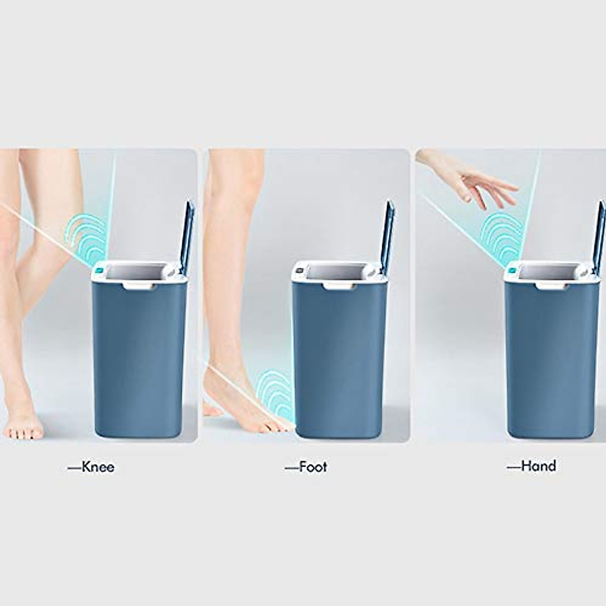 Garbage Can Waste bin Sensor Electronic USB Trash can Automatic Trash cans 14L Smart Induction Sensor Automatic Intelligent Waste Bins (Blue, USB Charger)
