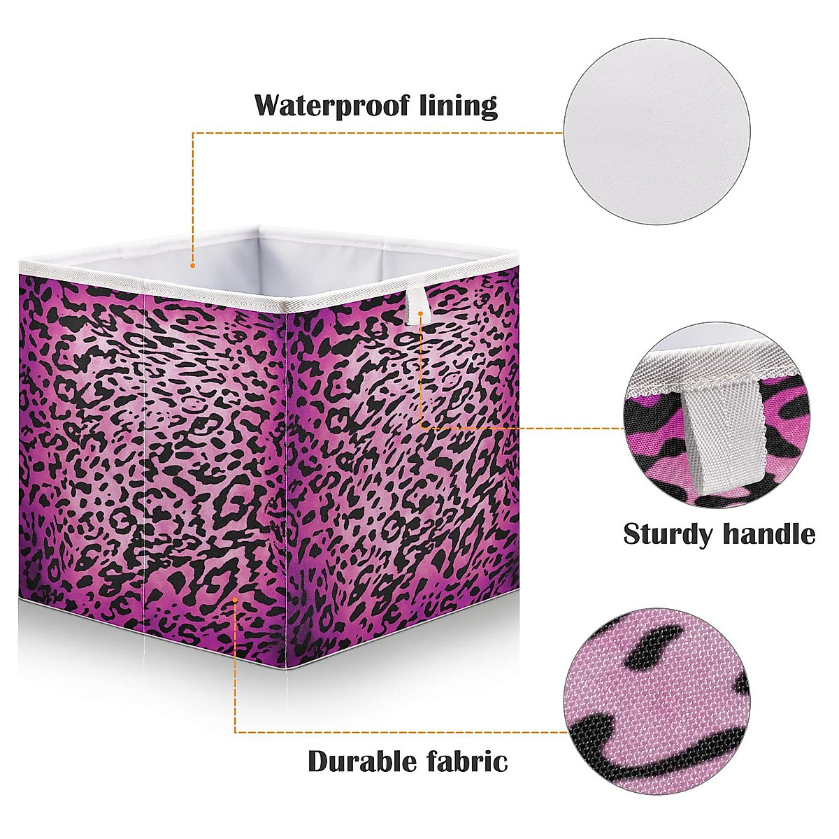 Shelf Baskets for Organizing,Closet Storage Bins Large Collapsible Storage Baskets with Handles for Closet,15X10.5X7 In, Leopard Pattern,ODK276