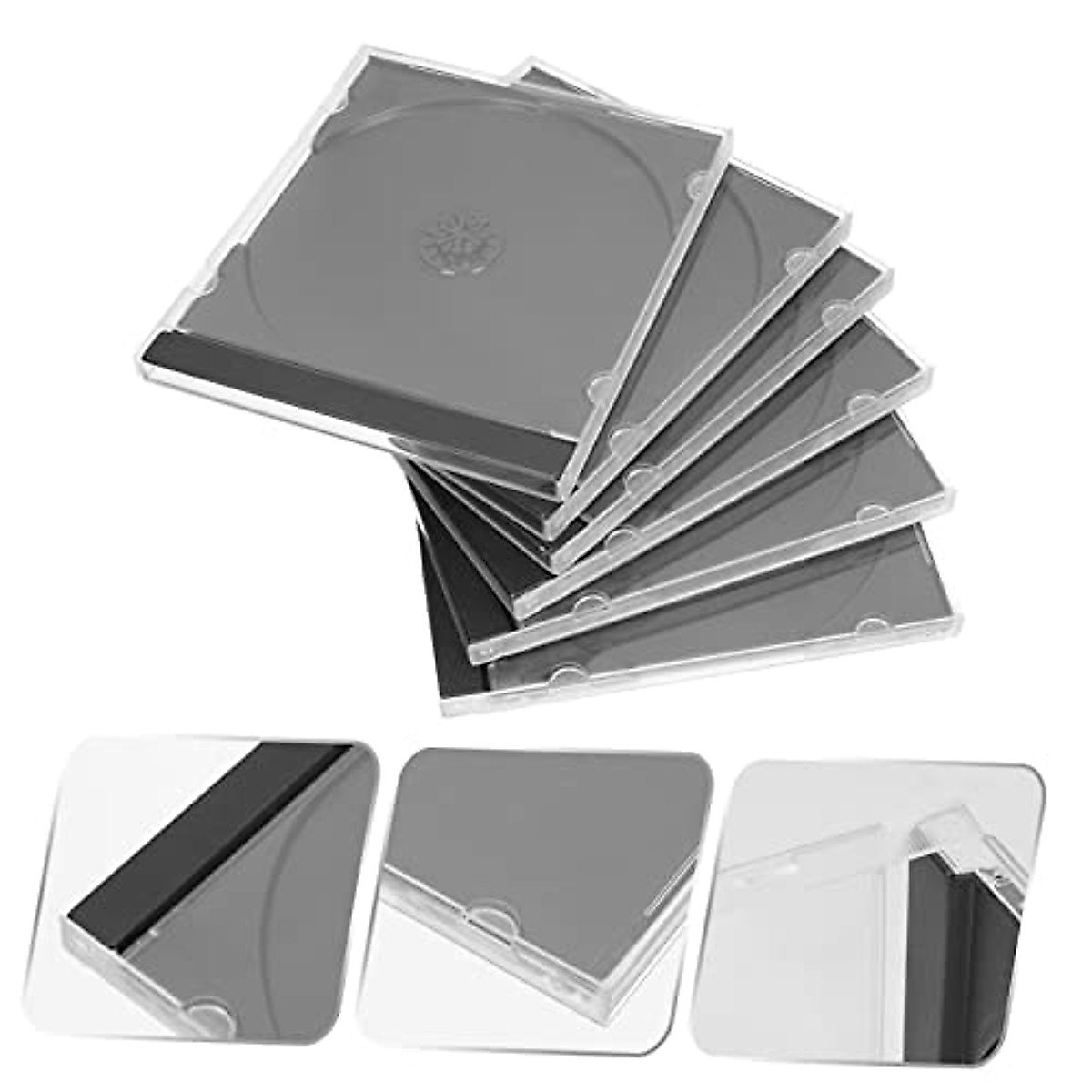 CIYODO 6pcs Casing Sleeve Binders Discs Black Clear Case and Cases Protects Portable Square Protective Tray Clam Nonwovens Holder Holders Against Color Assembled CD for