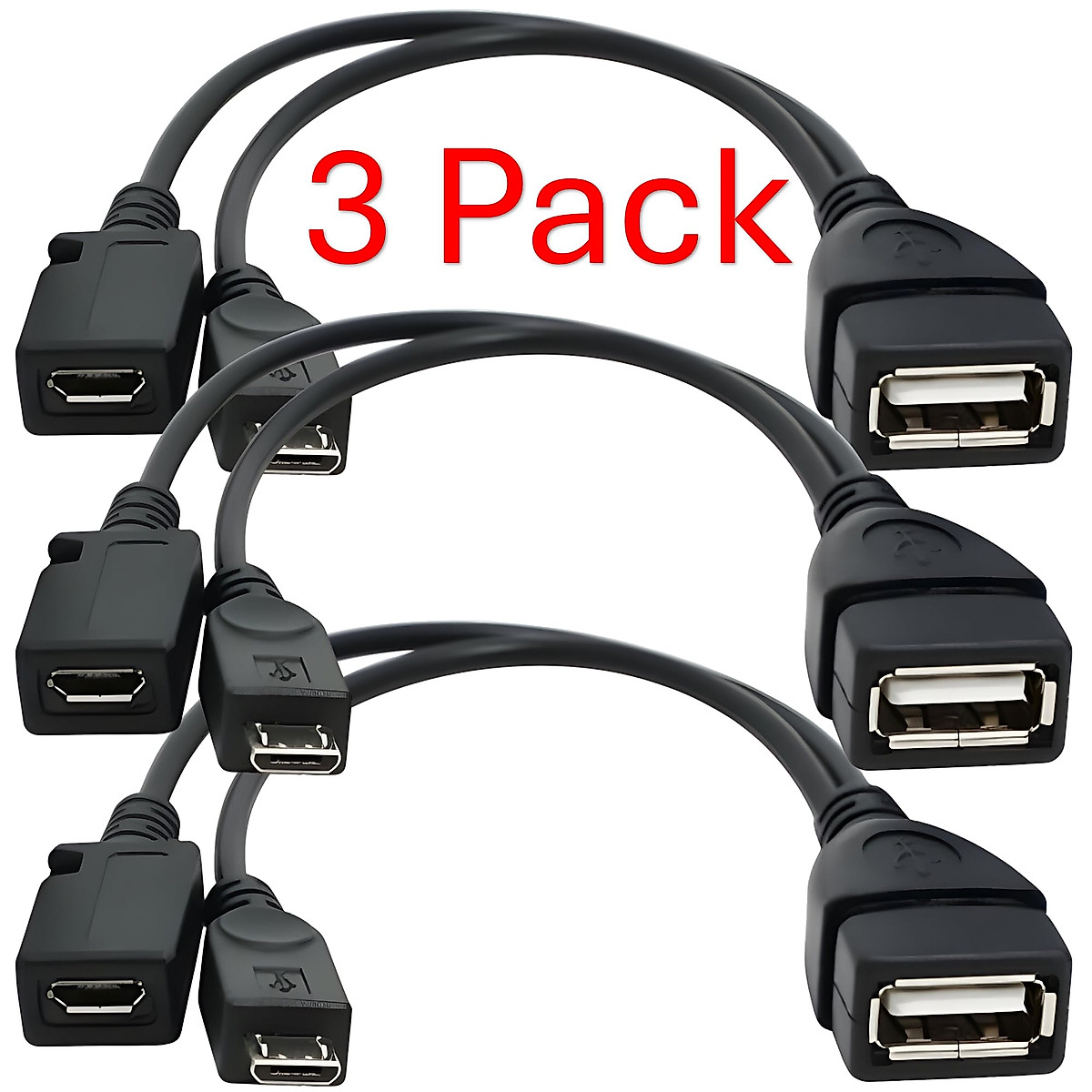 [3 Pack] USB Port Adapter, Micro OTG Cable and Power - Compatible with fireSticks, Streaming Media Devices, Rii and Logitech Keyboards, and Nintendo Switch, SNES, NES Classic