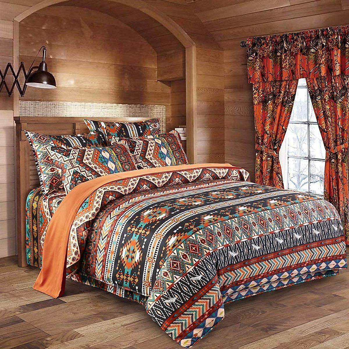 Bsmilly Bohemian Duvet Cover Set King Boho Chic Floral Striped Bedding Set Super Soft Microfiber Indian Tribal Duvets Cover Southwestern Exotic Mandala Comforter Cover Orange
