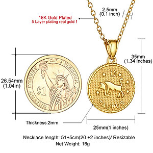 GOLDCHIC JEWELRY Women's Taurus Necklaces, 12 Constellation Gold Tau Pendant Necklace Star Sign Jewellery Gifts