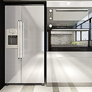 Livelynine Brushed Nickel Vinyl Peel and Stick Wallpaper Silver Stainless Steel Contact Paper for Appliances Dishwasher Fridge Refrigerator Wrap Cover Decorative Stove Wall Protector 15.8x78.8 Inch