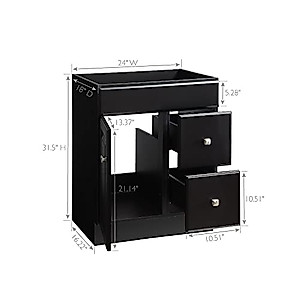 Design House Wyndham 24 Inch Bathroom Vanity, Freestanding Bathroom Sink Cabinet - Solid Wood Bathroom Vanity Cabinet, Dark Espresso