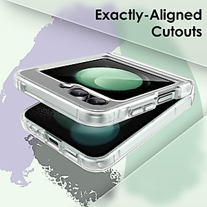 JETech Case for Samsung Galaxy Z Flip 5 2023 with Hinge Protection, Heavy Duty Rugged Protective Hard PC Phone Cover, Anti-Fingerprint Matte Finish (Frosted Clear)