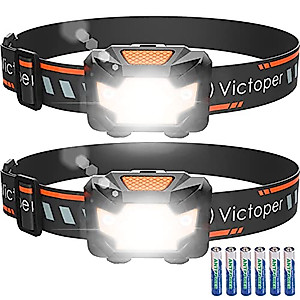 Victoper 2 Pack LED Headlamp, 1100 Lumen Bright Lightweight Head Lamp with 4 Mode, IPX5 Waterproof Head Light with Red Light for Running Fishing Hiking Camping, Outdoor Head Flashlight for Adults Kids