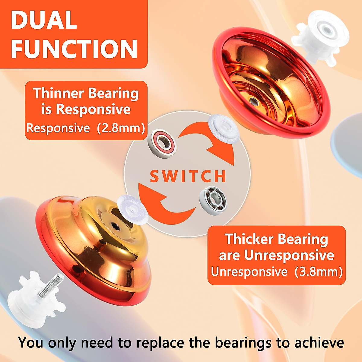 LUOMAJA Metal Responsive Yoyo for Kids: Aluminum Yo Yo Magic for Kids Beginner - Replacement Unresponsive Ball Bearing for Professional Yoyo Players with 10 String Pack & 2 Dragon Finger Gloves