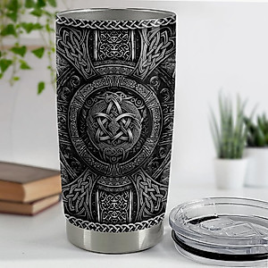 Viking Cup Tumbler 20oz Viking Gifts for Men Vikings Stainless Steel Insulated Tumblers Coffee Travel Drinking Mug Gift for Birthday Christmas