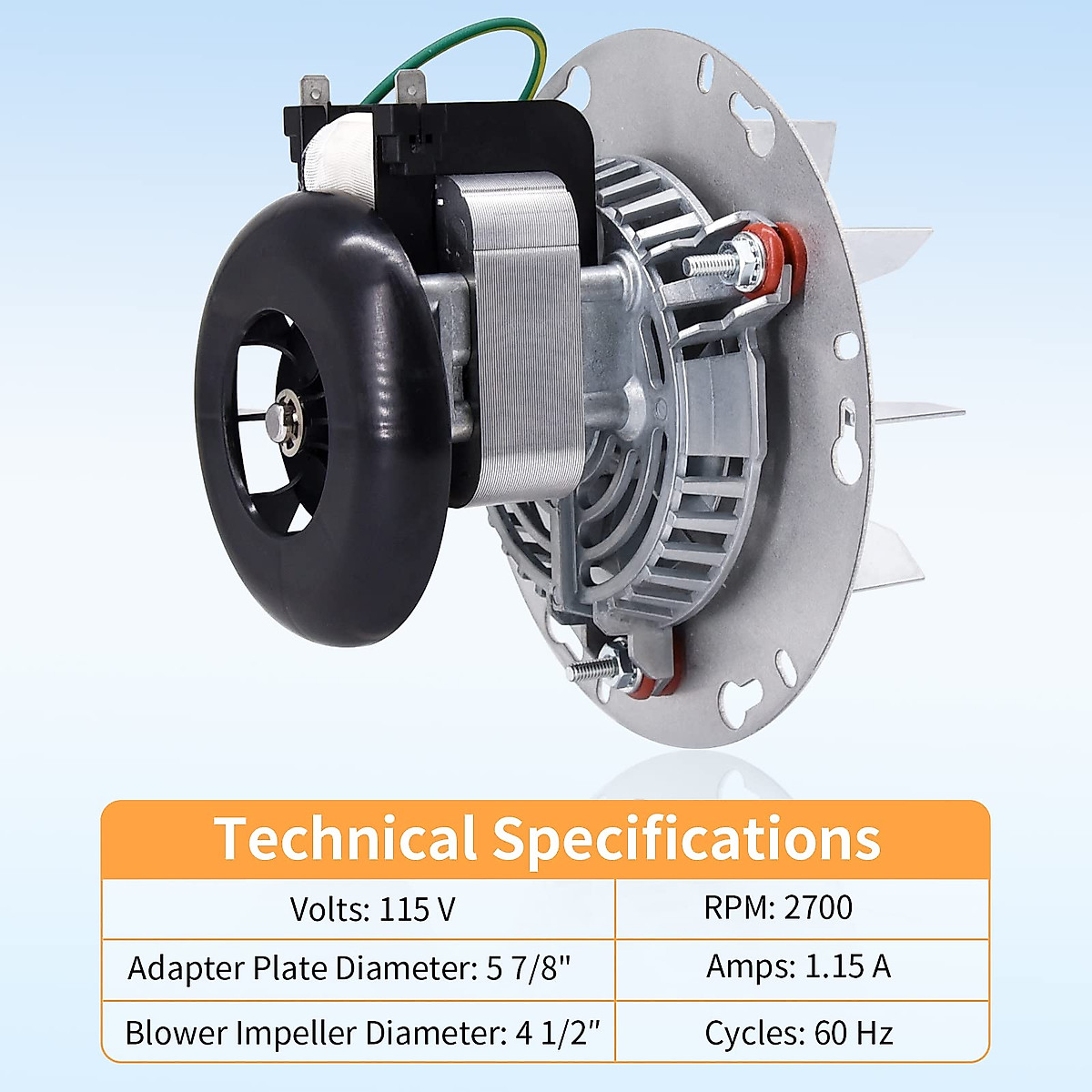 Criditpid Replacement 812-3381 Combustion Blower Motor for Quadra-Fire Classic Bay 1200, Exhaust Blower Fan for Heatilator Eco Choice CAB50, PS35, PS50 Pellet Stoves.(Without Housing)