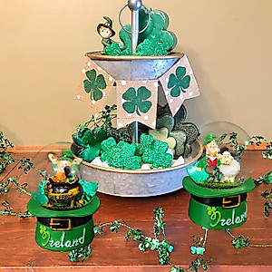 Aobaks St Patrick's Day Decorations, 2 Pack Snow Globe Crafts Present for Kids, st Patrick Day Accessories for Women, Leprechaun Collectible Figurines Table Decor for The Home