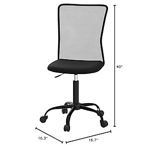 Basic Black Mid-Back Mesh Office Chair - Small, Height-Adjustable, Swivel, No Arms, Rolling