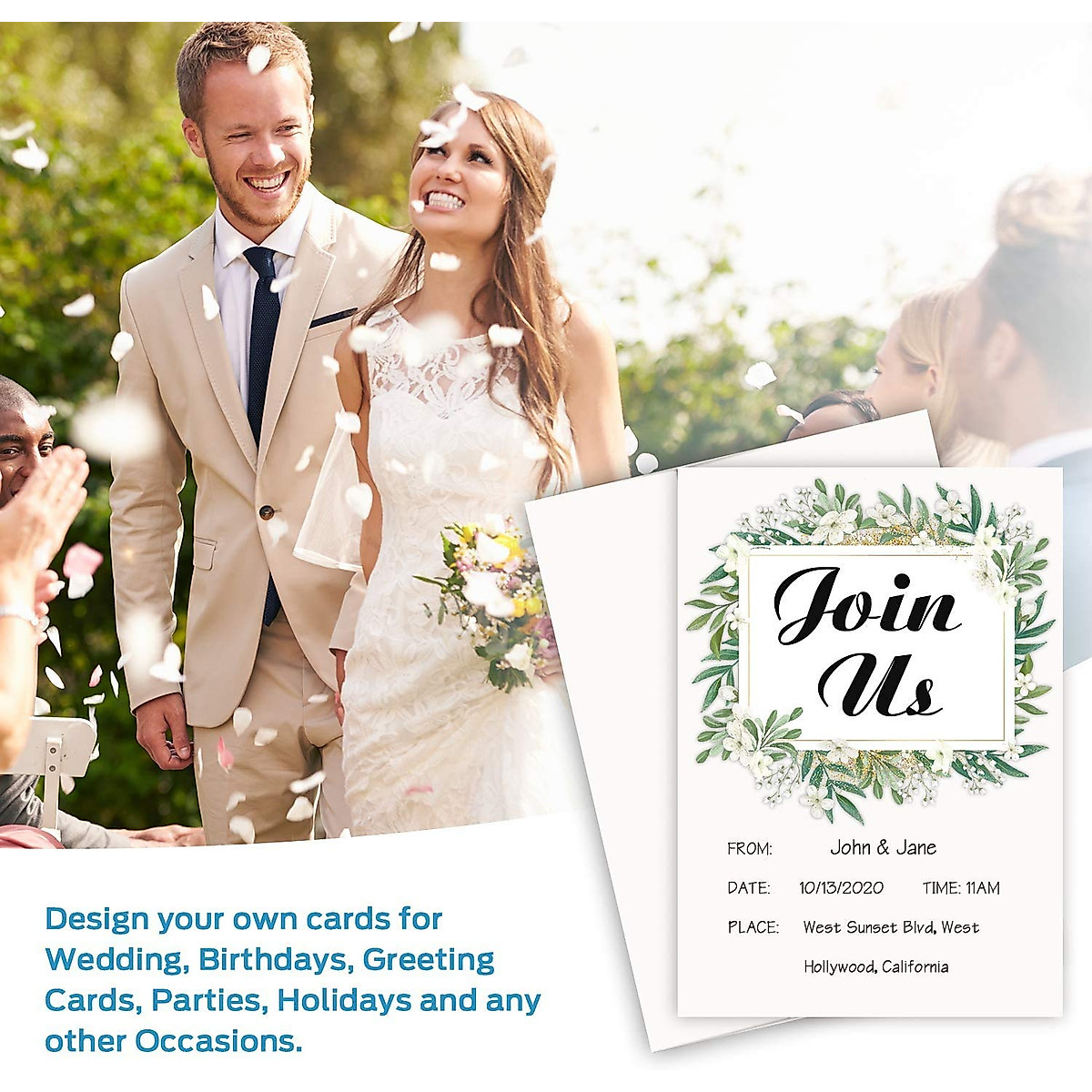 Ohuhu Blank White Cards and Envelopes 50 Pack, 5 x 7 Heavyweight Folded Cardstock and A7 Envelopes for DIY Greeting Cards, Wedding, Birthday, Invitations, Thank You Cards & All Occasion