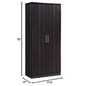 HODEDAH IMPORT Furniture 2 Door Wardrobe with Adjustable/Removable Shelves & Hanging Rod, Chocolate