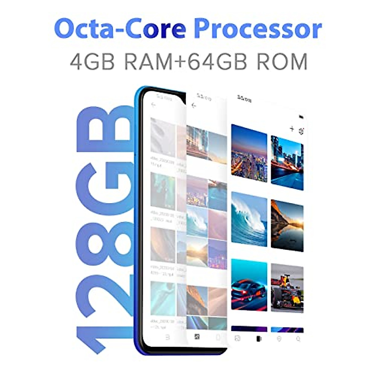 Ulefone Unlocked Smartphones Note 12P, 7700mAh High Capacity Battery, 6.82 inch HD+, 13MP + 2MP + 2MP, Dual Sim Phones Unlocked, Andorid 11 4GB+64GB ROM, Fingerprint Face Detection, T-Mobile - Blue