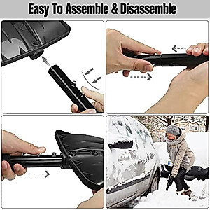 Snow Shovel, Retractable Emergency Portable Snow Shovel for Winter, 3 Piece Collapsible Design, Camping Shovel for Garden, Car, Truck, SUV, Camping and Outdoor Activities