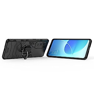 QiongNi Case for Oppo Reno 6 Pro+ 5G Case Cover,Magnetic Car Mount Bracket Shell Case for Oppo Reno 6 Pro+ 5G PENM00 Case Black