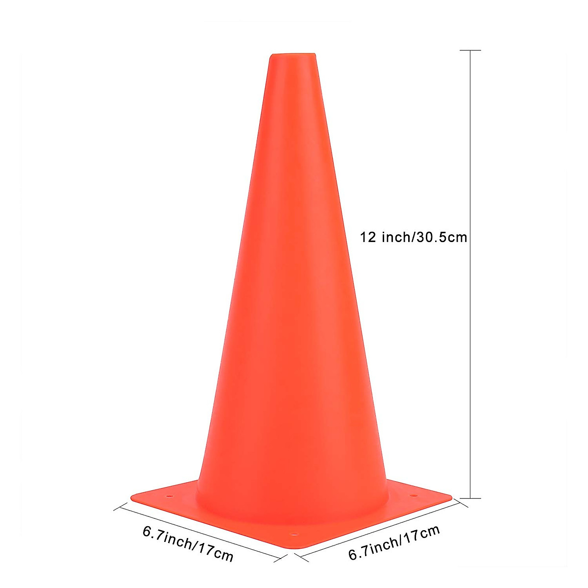 12 Inch Orange Traffic Training Cones, Plastic Safety Parking Cones, Agility Field Marker Cones for Soccer Basketball Football Drills Training, Outdoor Sport Activity & Festive Events - 12 Pack