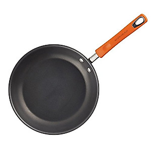 Rachael Ray Brights Hard Anodized Nonstick Frying Pan / Fry Pan / Hard Anodized Skillet - 12.5 Inch, Gray with Orange Handles