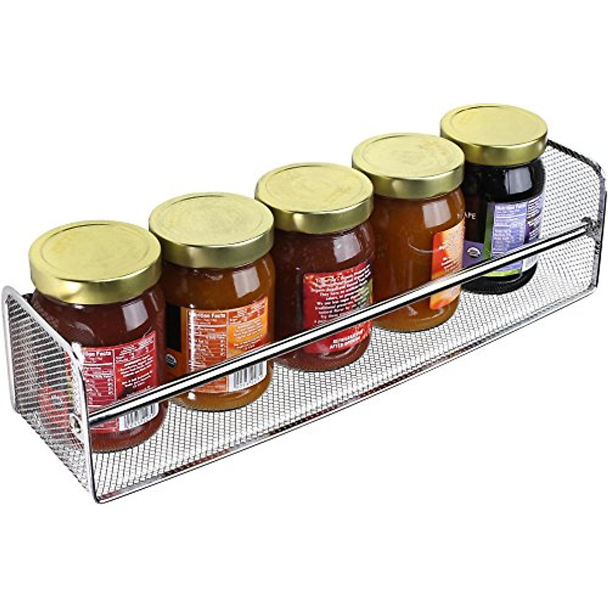 DecoBros 2 Pack Wall Mount Single Tier Mesh Spice Rack, Chrome
