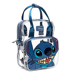 Disney Bag, Crossbody Light Up, Lilo and Stitch Stitch Smiling Expression, Transparent, Clear PVC