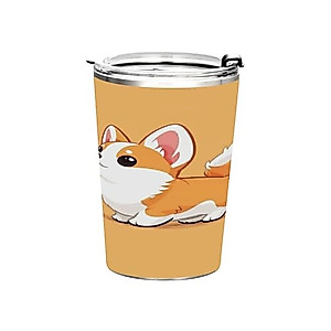 Wassud Cute Cartoon Dog 12 oz Tumbler with Lid and Straw Stainless Steel Double Wall Vacuum Tumblers Insulated Travel Coffee Mug for Cold and Hot Drinks