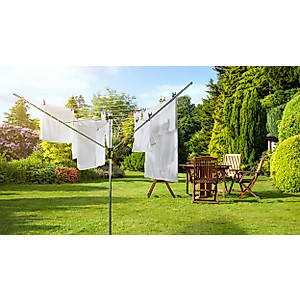 Minky Easy Breeze 115 Ft. Round 3 Arm Rotary Clothesline, Umbrella Drying Rack for Laundry, Easy Operation, Silver