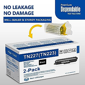2 Pack TN227 Black Toner Cartridge TN-227 TANFENR Compatible TN-223 TN227BK Toner Cartridge Replacement for MFC-L3770CDW L3710CW L3750CDW L3730CDW HL-3210CW 3230CDW 3270CDW Printer