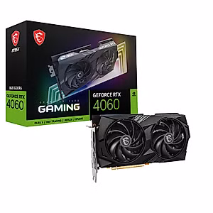 MSI Gaming GeForce RTX 4060 8GB GDRR6 Extreme Clock: 2610 MHz 128-Bit HDMI/DP Nvlink TORX Fan 4.0 Ada Lovelace Architecture Graphics Card (RTX 4060 Gaming 8G)