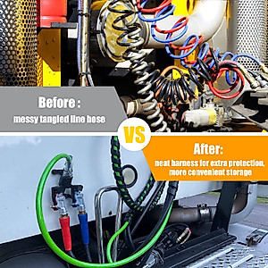 Autsurles 12ft 3 in 1 Trailer Air Line Hose Wrap Assembly with 7 Way Electrical Cable ABS & Power Air Line for Semi Truck Trailer Tractor