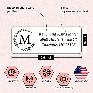 Personalized Return Address Labels Simple - Set of 240 Elegant Custom Mailing Labels for Envelopes, Self Adhesive Flat Sheet Rectangle Personalized Name Stickers (White)