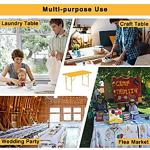 SKOK Folding Table 4 Foot Adjustable Height, Plastic Foldable Table Portable with Carry Handle, Utility Commercial Craft Card Table with Heavy Duty Frame for Picnic, Dining and Events, White