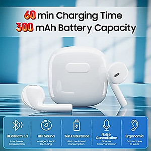 novlistve Wireless Earbuds Bluetooth Headphones 36H Play Time 5.0 Bluetooth with Wireless Charging Case, IPX6 Waterproof Sweat-Proof Earphones True Wireless Earbuds, in-Ear Earbuds for Working Sports