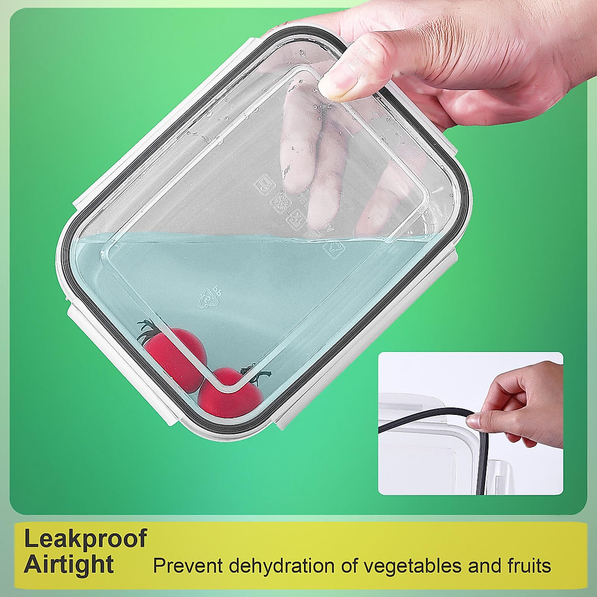 4 PCS Fruit Storage Containers for Fridge with Removable Colander,Airtight Leakproof Food Storage Container,Dishwasher Safe Produce Saver Container for Refrigerator,Keep Fruits Vegetables Fresh Longer