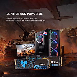 Netac 1TB NVMe PCIe Gen3x4 M.2 Internal Solid State Drive Up to 3,100 MB/s with Aluminum Heatspreader 300TBW, Built for Gaming