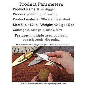 AnSaw Kiwi Spoon knife 2-in-1 Reusable avocados Fruit Cutter Peeler Spoons, Stainless Steel Multi Use For Home Kitchen and Travel Utensil,Set of 4 (Black)