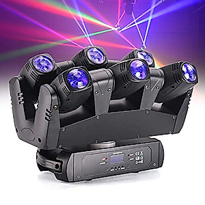 Moving Head Light, LED RGBW Portable Stage Light, Strobe Party Beam DJ Lighting, 6 LEDs Heads X 10W RGB Stage Lighs, DMX Control Effect Stage Lamp, for Wedding Disco Dj Party Light
