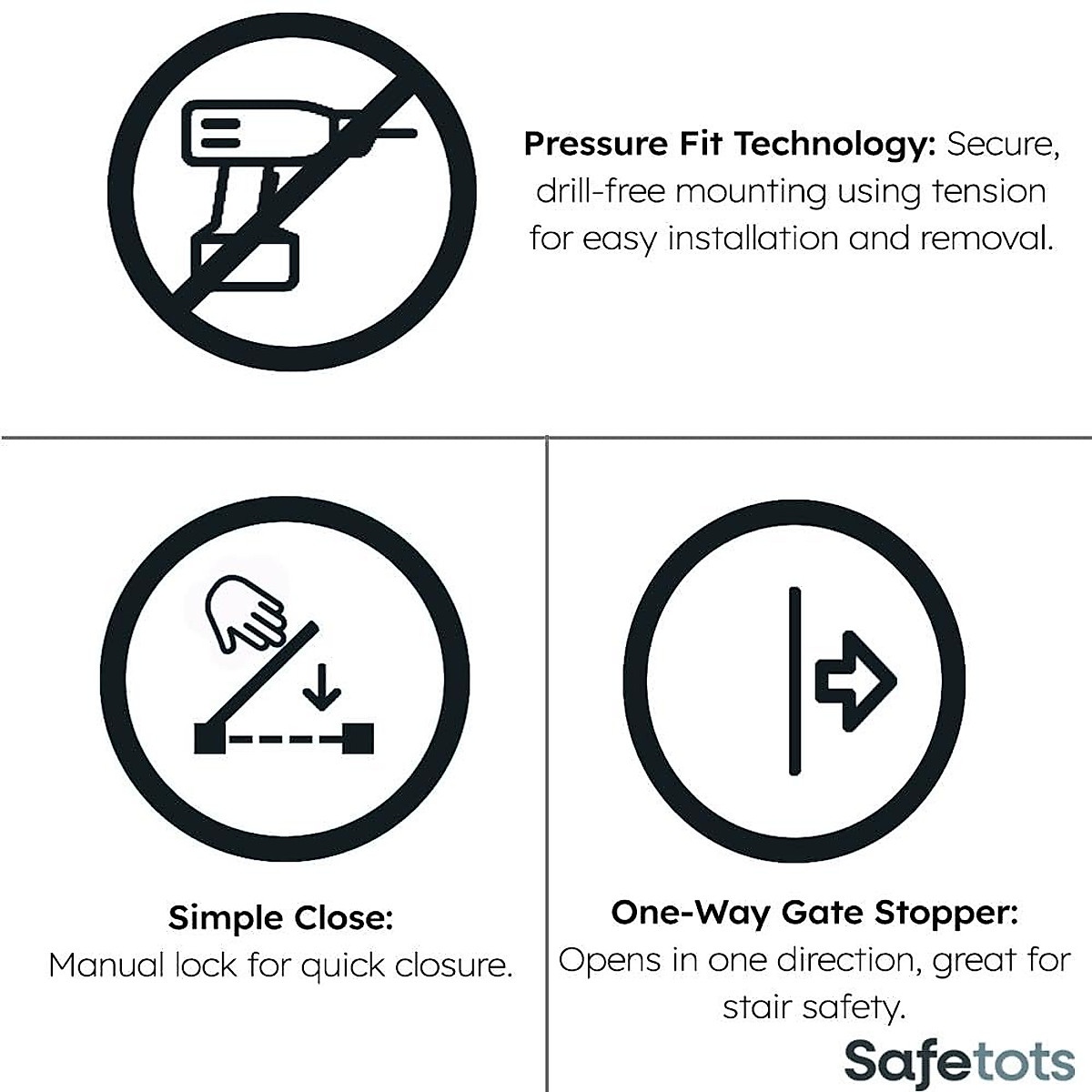 Bettacare Gate with Lockable Cat Flap Matt Black 75cm - 84cm