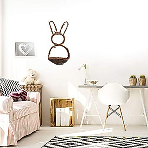 Amosfun Grapevine Wreath Rabbit Shape Basket Vine Branch Wreath Decorative Wooden Twig for Easter DIY Crafts Door House Holiday Party Decoration
