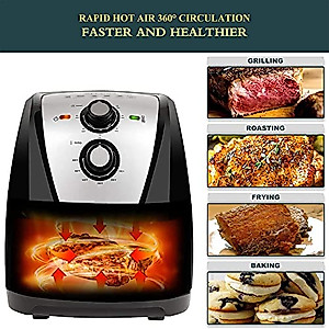 Secura Air Fryer XL 5.3 Quart 1700-Watt Electric Hot Air Fryers Oven Oil Free Nonstick Cooker w/Recipes for Frying, Roasting, Grilling, Baking (Silver)