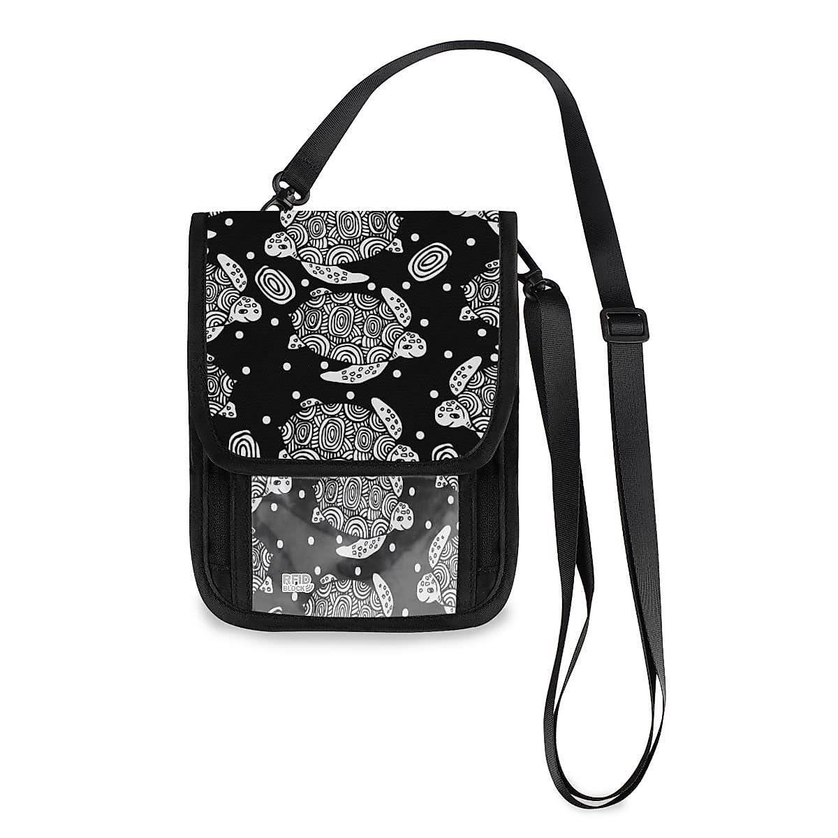 ALAZA Black Sea Turtle Polka Dot Small Crossbody Bags Travel Wallet Purse Passport Holder Mini Cell Phone Bag for Women