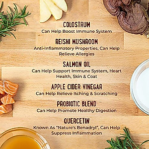 iHeartDogs Allergy & Itch Relief for Dogs with Salmon Oil, Quercetin, Colostrum, Antioxidants and Probiotics - 90 Count