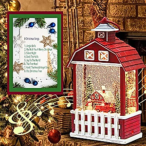 XPHOME Christmas Musical Snow Globes House Snowglobe Christmas Lantern Glitter Lantern Lighted Lantern Snowman with Farm Scene Christmas Home Decoration Gift Battery Operated Snowglobe, XP-JY-0038