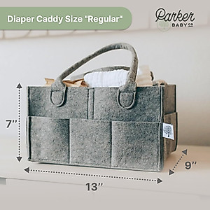 Parker Baby Diaper Caddy - Nursery Storage Bin and Car Organizer for Diapers and Baby Wipes - Grey