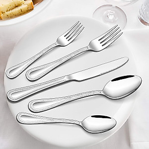 Homikit 72-Piece Silverware Set with Steak Knives and Utensil Tray Organizer, Stainless Steel Flatware Cutlery Eating Utensils for 12, Modern Tableware Sets with Pearled Edges, Dishwasher Safe