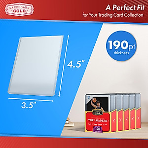 Cardboard Gold - 190pt Top Loaders for Cards - 5 Count - Premium 3x4 Inch Trading Card Toploaders - Protect Your Baseball and Sports Cards with These Crystal Clear Hard Plastic Sleeves Protectors