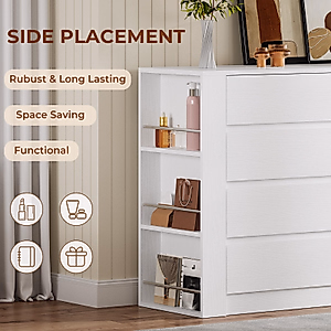 BTHFST White Dresser 8 Drawer Dresser, 55.1" White Chest of Drawers Dresser with Large Storage, Wood Dresser with 8 Drawers, Long Dressers & Chests of Drawers for Home Office, White